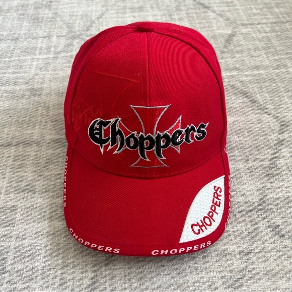 Accessories | Choppers Motorcycles Biker Mens Adjustable Velcro Red Hat ...